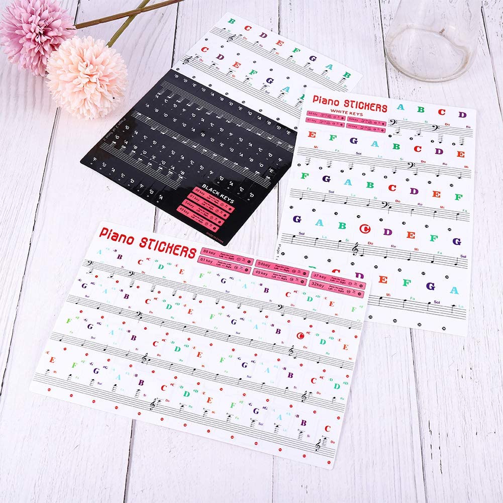 falllea Piano Key Stickers, Music Keyboard Stickers for 32/37 Keyrful ...