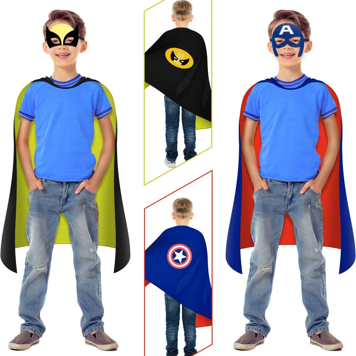 Highttoy Superhero Capes for Kids, 4 Pcs Superhero Dress Up Capes and ...