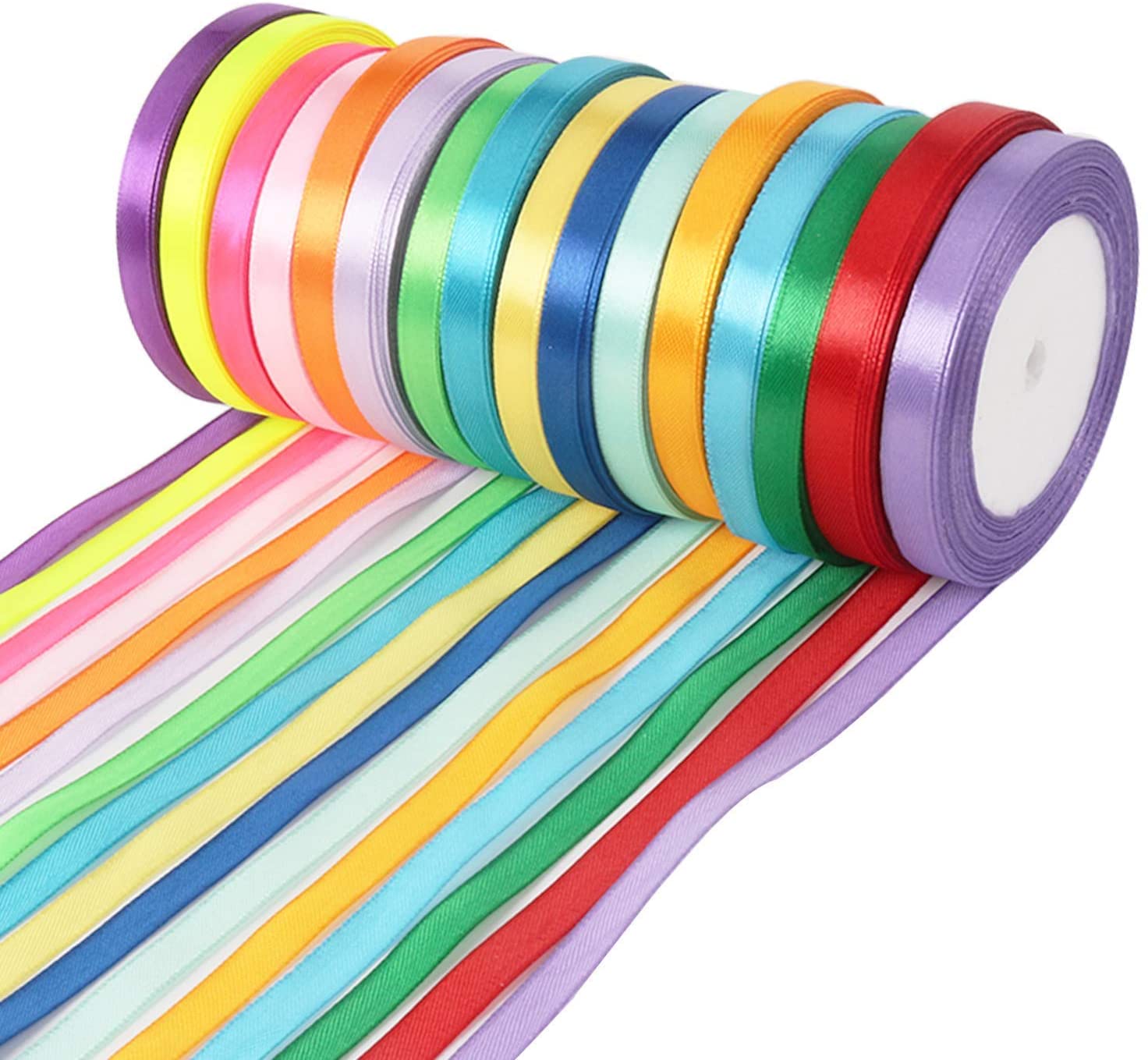 400 Yard Double Sided Fabric Ribbon Silk Satin Roll,16 Rolls(10 mm Wide ... 400 Yard Double Sided Fabric Ribbon Silk Satin Roll,16 Rolls(10 mm Wide ...