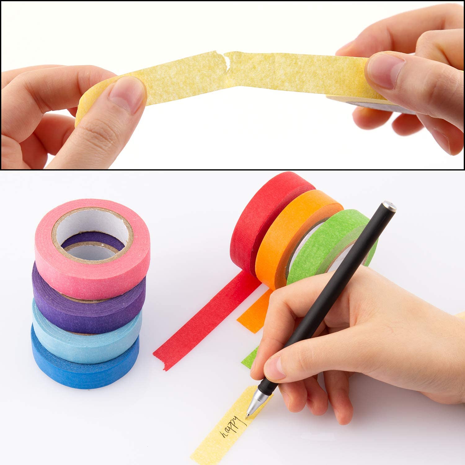 AIEX 8 Rolls Colored Tape Rainbow Tape Writable Masking Tape Set With 8 Assorted Colors For 