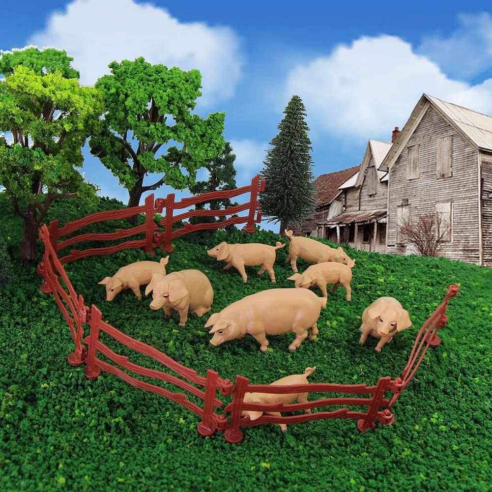 Evemodel 15pcs G Scale Model Pig Animals 1:22.5-1:25 Painted Pigs PVC ...