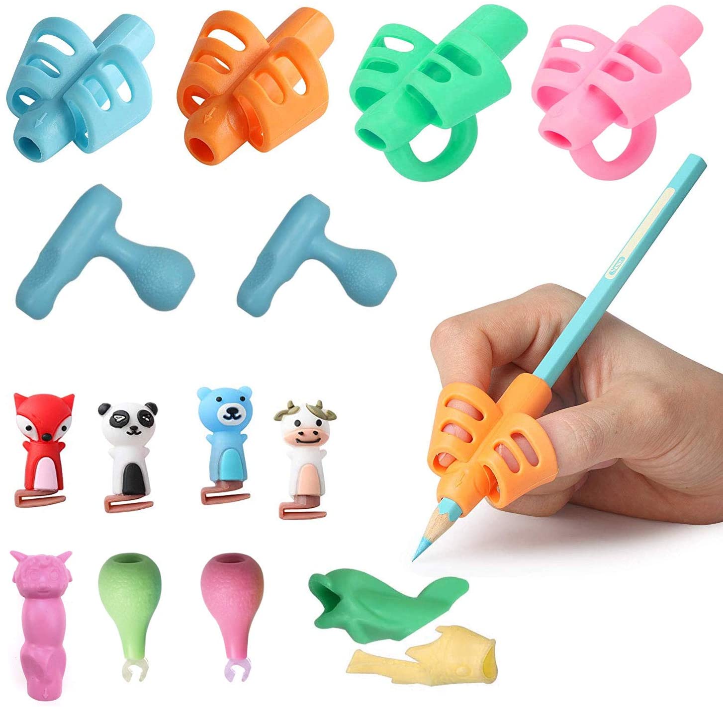 Newthinking Pencil Grips, 15 Pcs Finger Grips Holder Ergonomic Writing ...