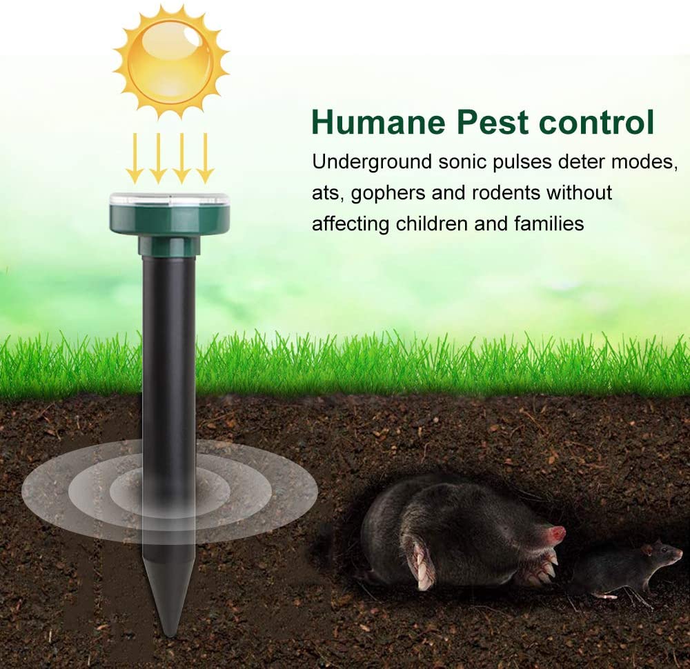 MelkTemn Gopher Repeller,Ultrasonic Solar Mole Deterrent & Repeller ...