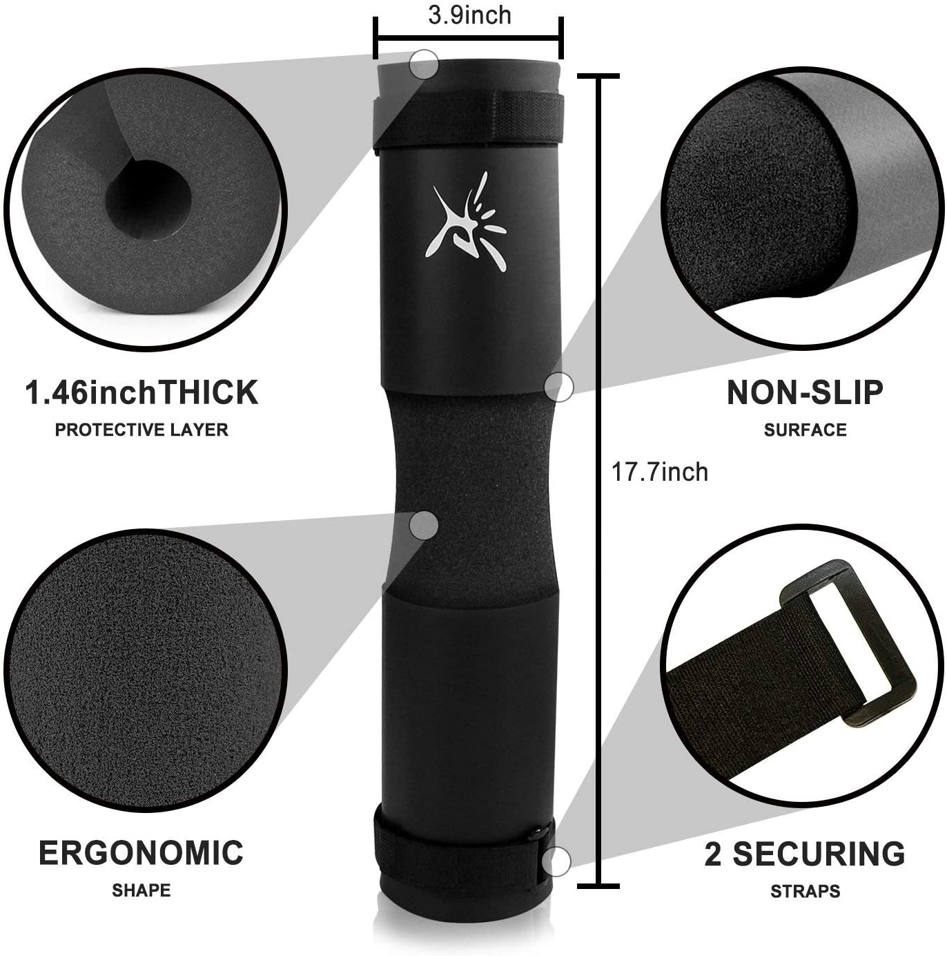 Risefit Foam Barbell Pad with Secure Straps, Perfect Neck Protector ...