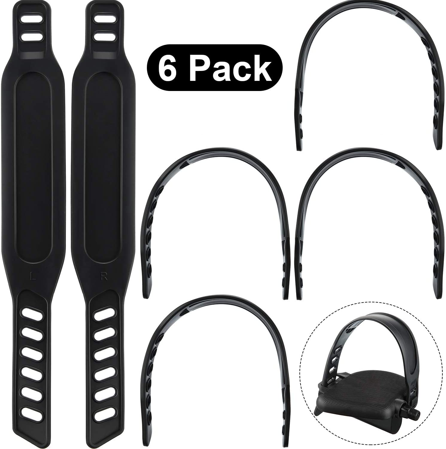 6 Pieces Rubber Pedal Straps Exercise Bike Pedal Straps Foot Pedal ...