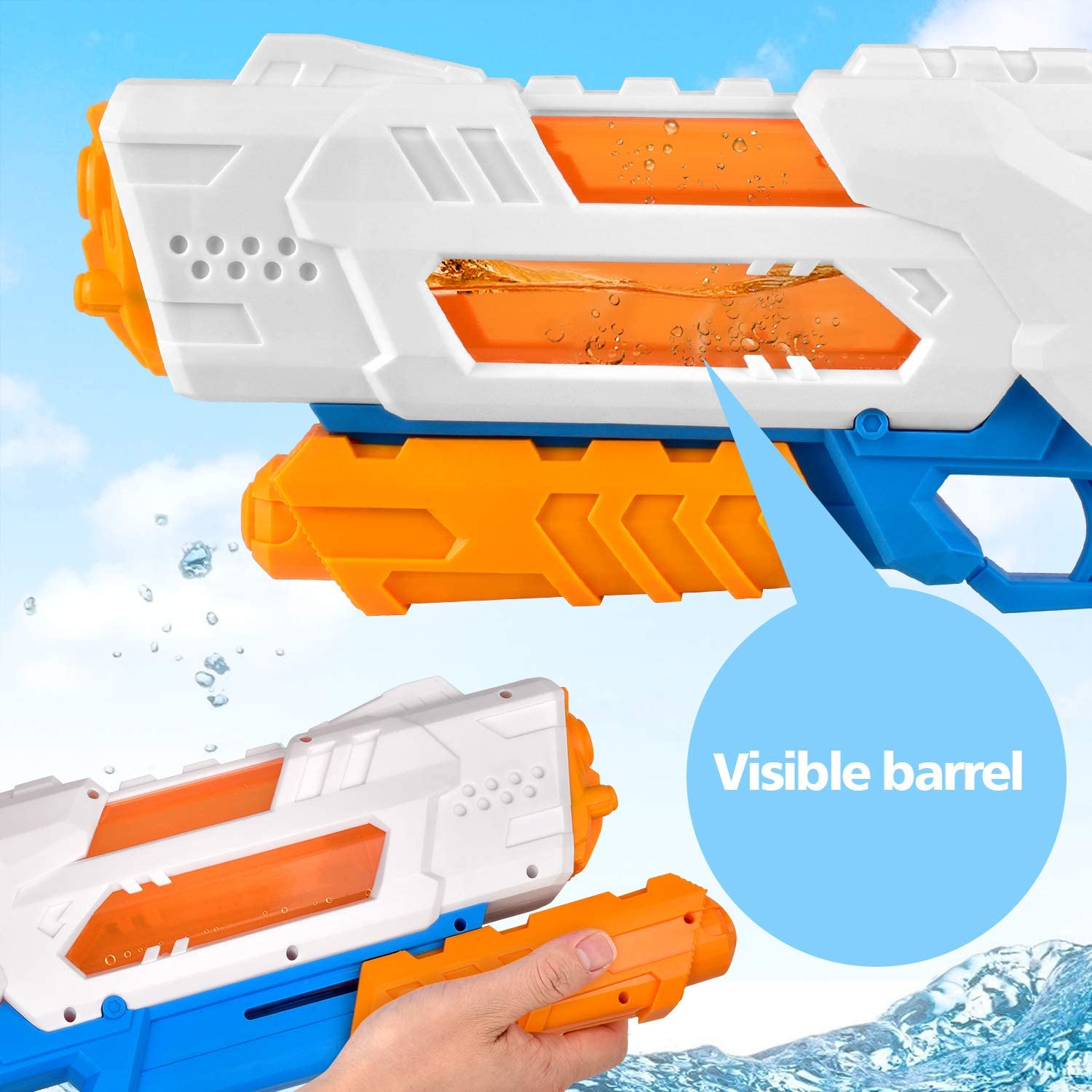 balnore Biggest Water Gun, Transparent Fast Fill Water Blaster 3 ...