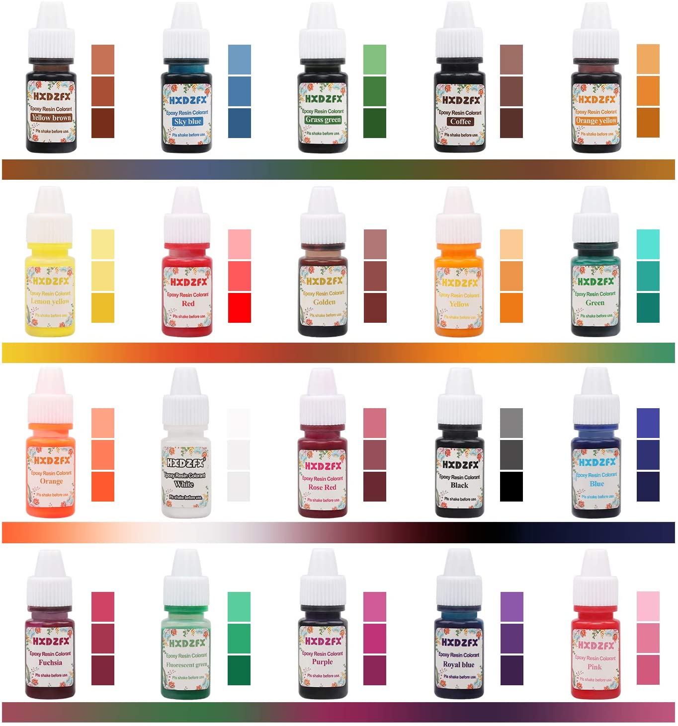 HXDZFX Epoxy Resin Colorant 20 Colors Epoxy Resin Transparent Pigment ...