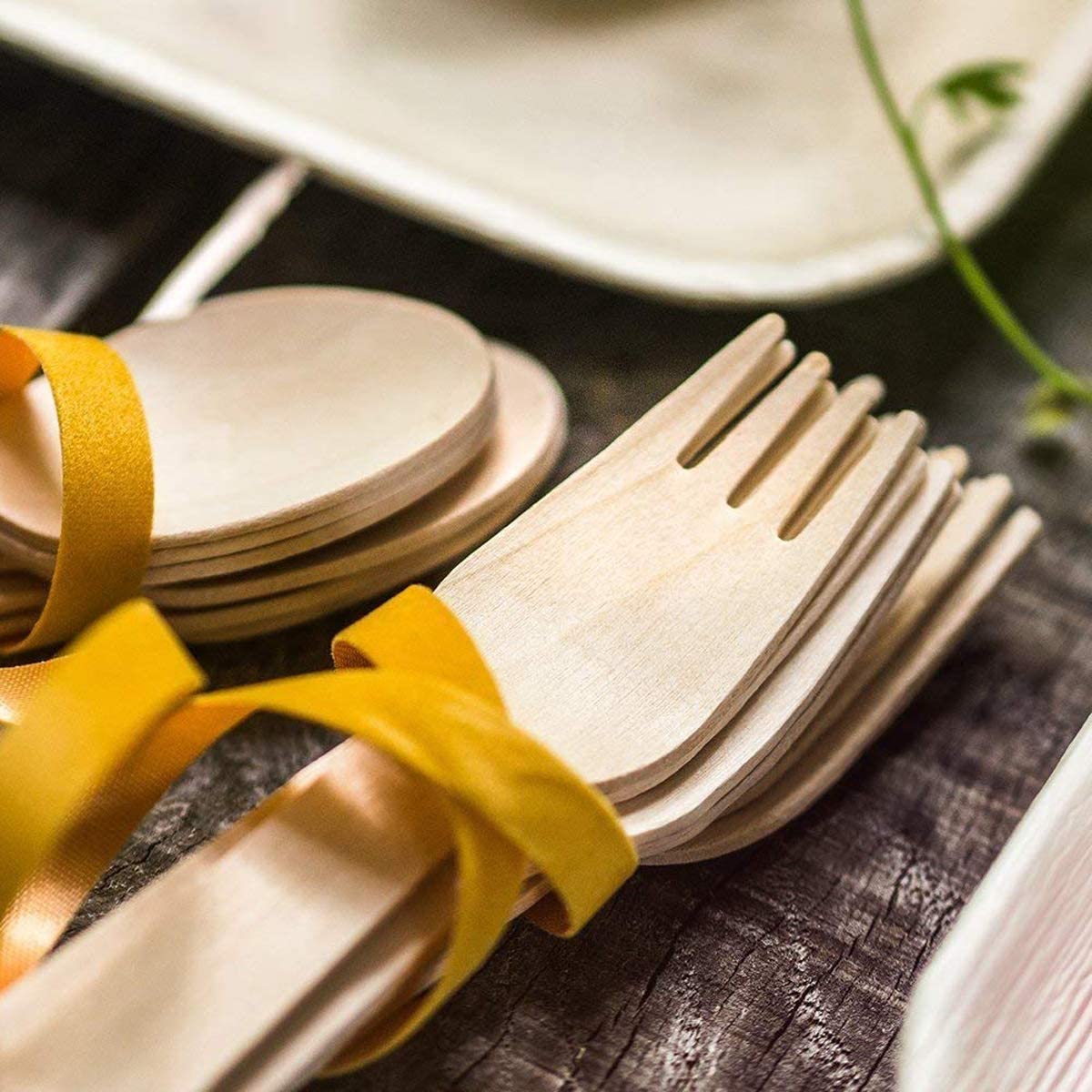 Disposable Wooden Cutlery Set,Mengger Eco Friendly Biodegradable ...