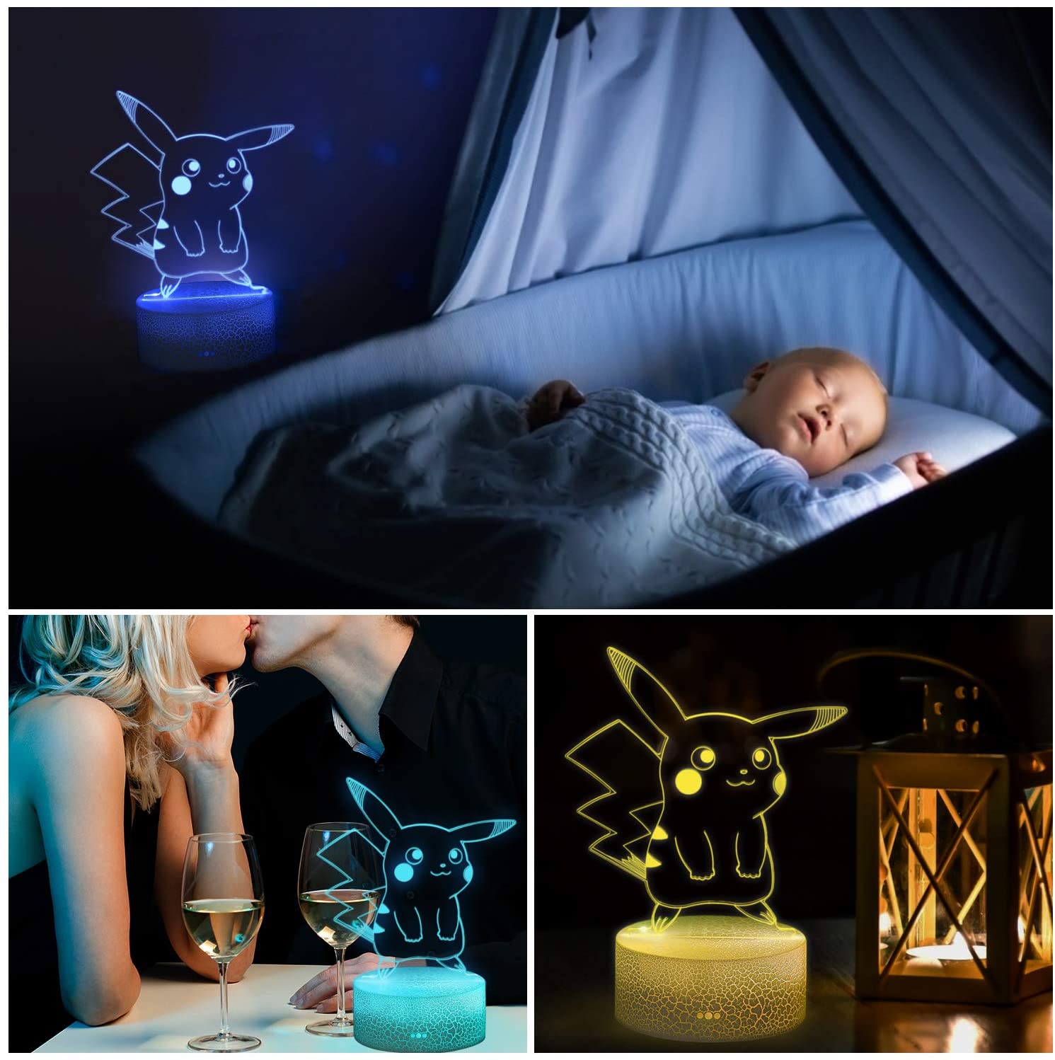 yiwoo 3D Optical Illusion Night Light, Visual Creative LED Desk Lamp ...
