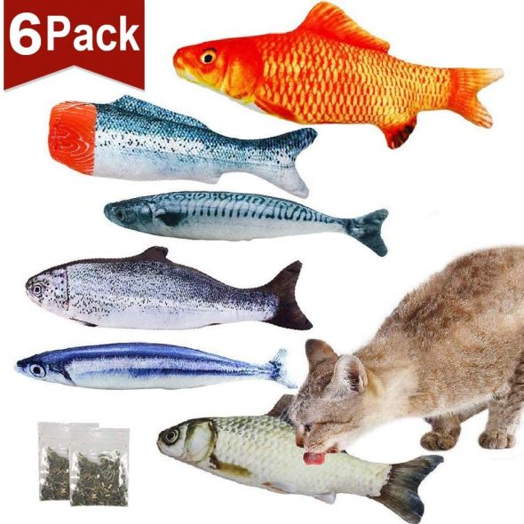 EasyMe 6PCS Catnip Fish Toys for Cats, Durable Cat Playing Chew Teech ...