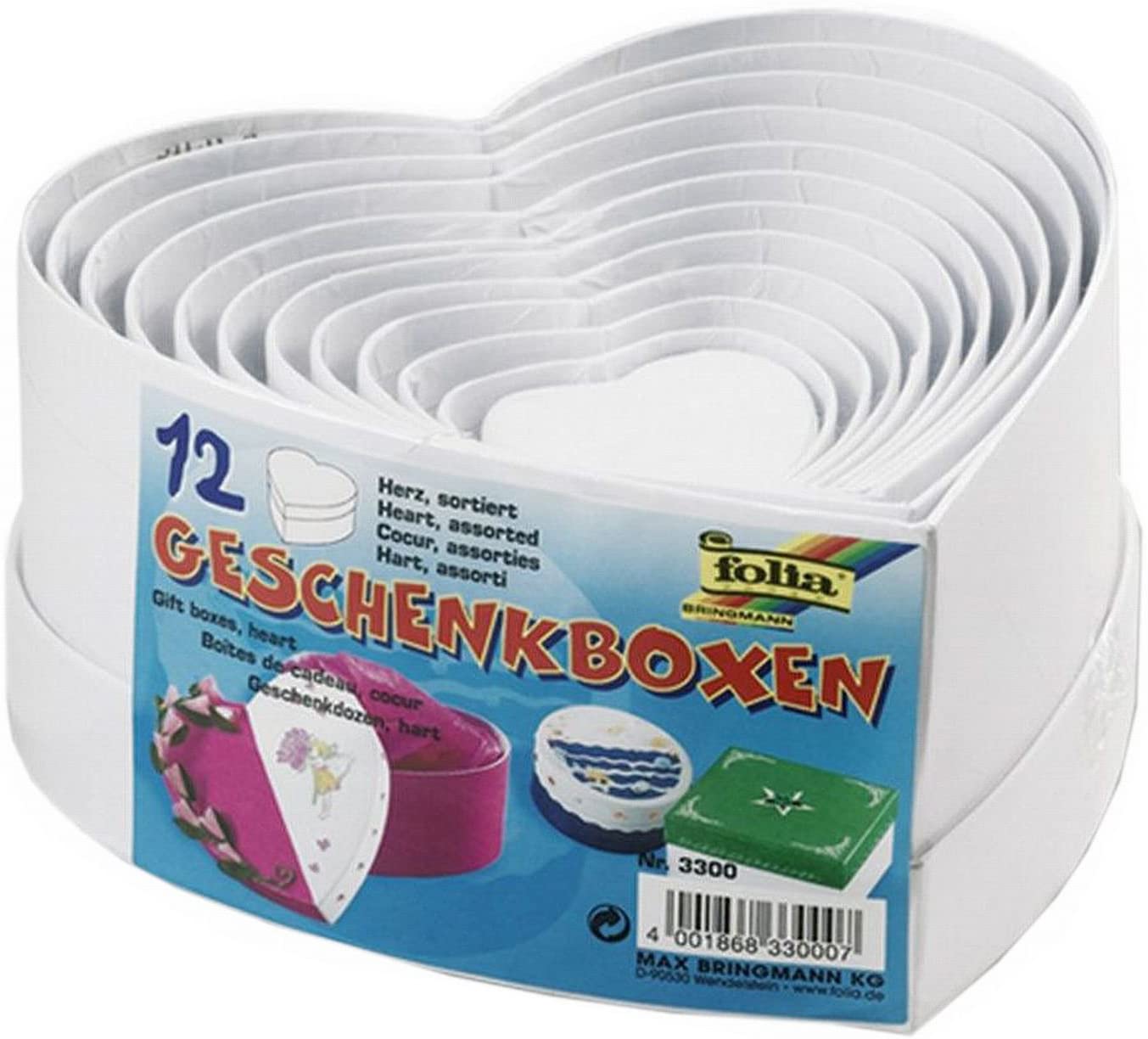 Folia 3300 Heart-Shaped Gift Boxes in 12 Different Sizes Cardboard ...