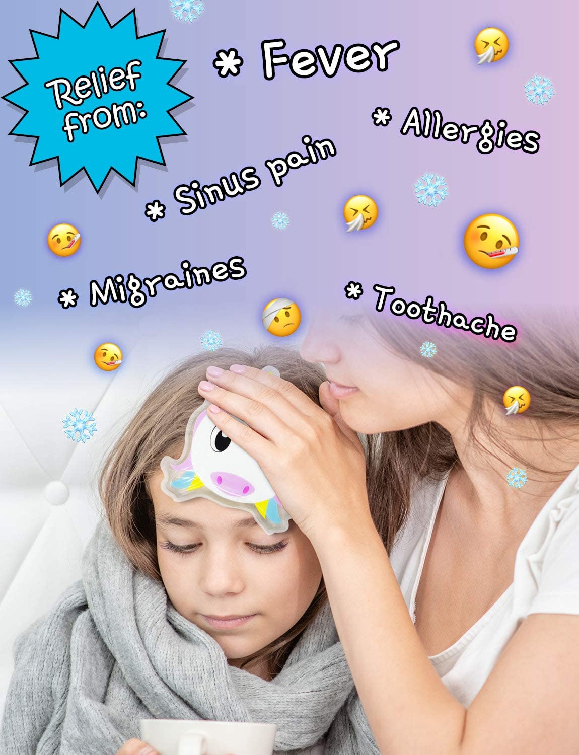 Cold Compress for Kids, Children Ice Pack Reusable – Fever, First Aid ...