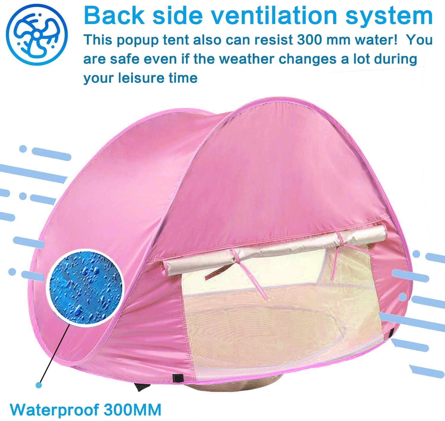 Homened Pop Up Baby Beach Tent, Portable Kiddies Shade Pool Tent 50 SPF ...