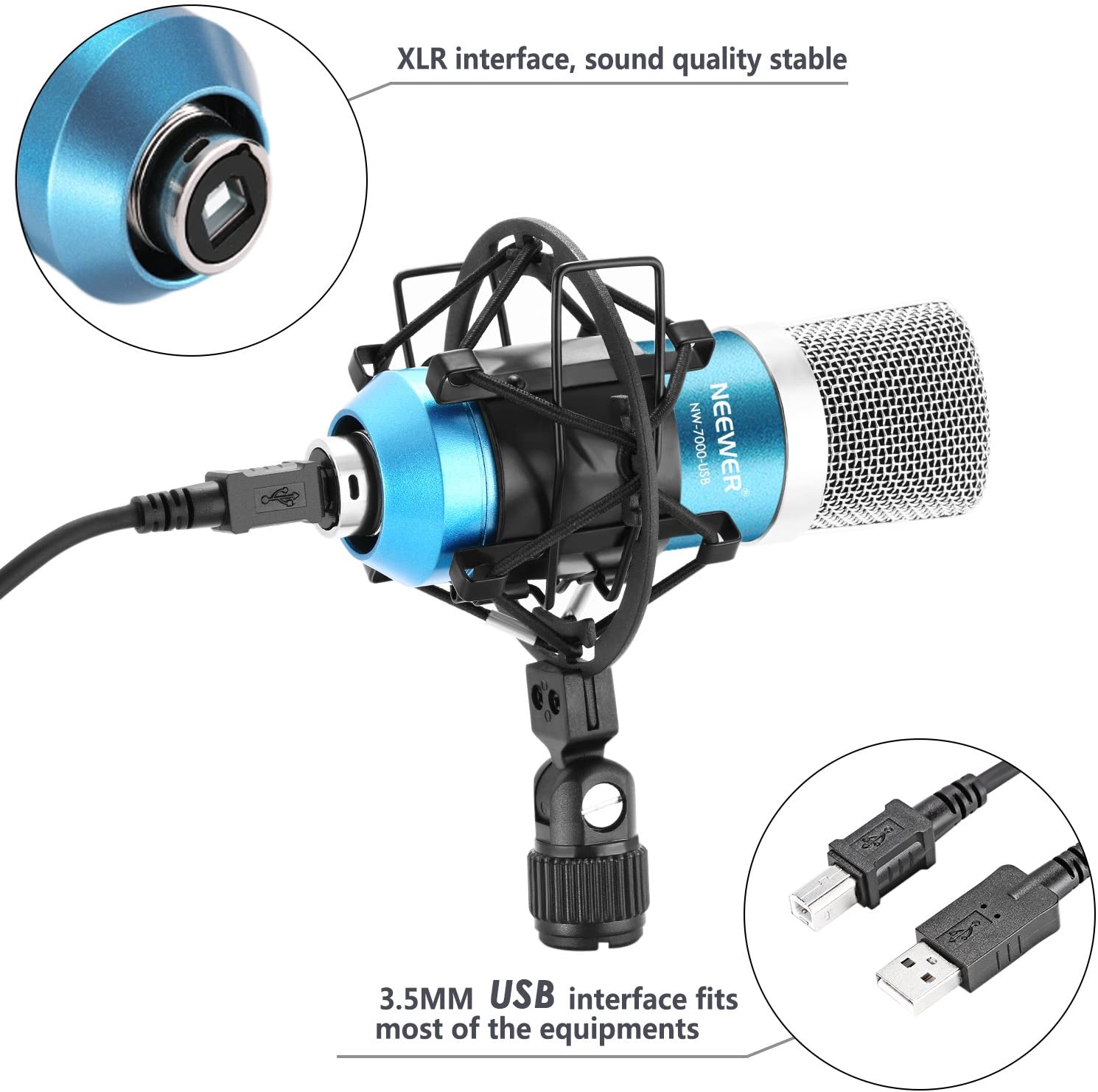 Neewer usb microphone for Windows and Mac with suspension scissor arm ...