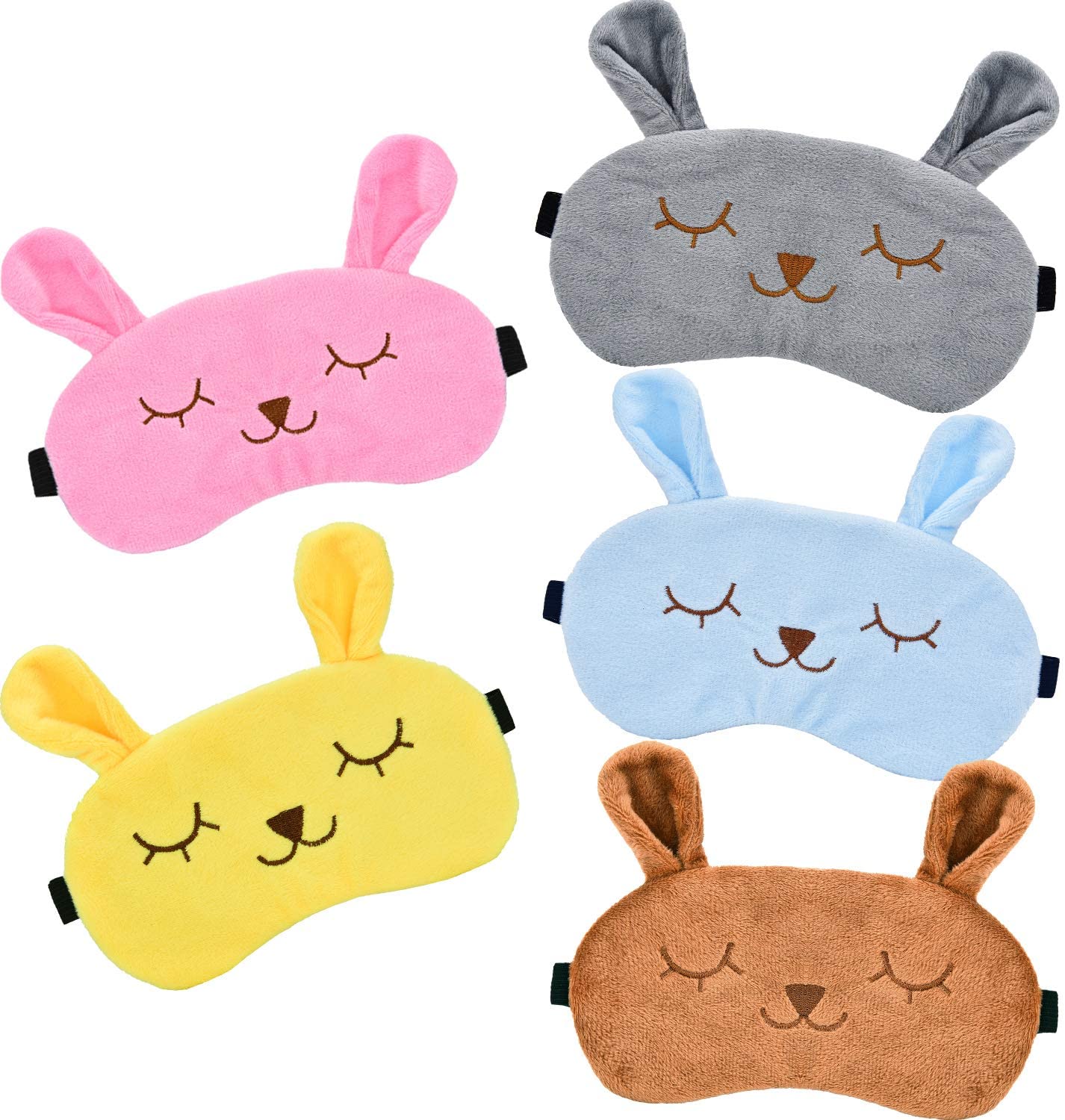 5 Pieces Animal Sleep Mask Rabbit Eye Mask Soft Plush Blindfold Eye ...