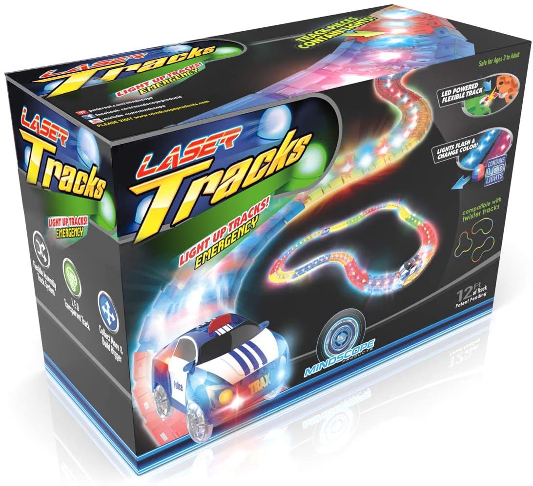 Mindscope LED Laser Twister Tracks 12 Feet of Light Up Flexible Track ...
