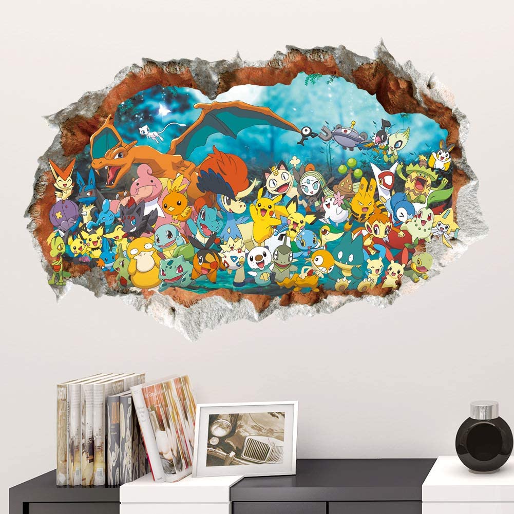 Kibi 2 Pieces Pokemon Stickers | Pikachu Wall Sticker for Children Wall ...