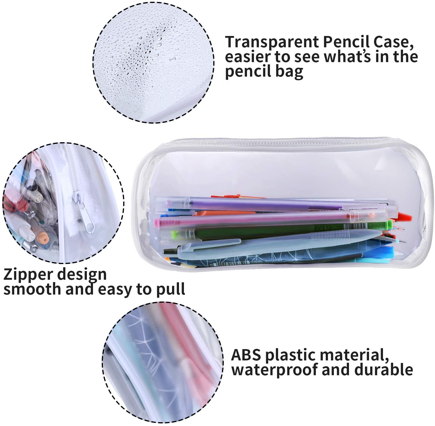 Clear Pencil Case Makeup Pouch Big Capacity Bags with Zipper for ...