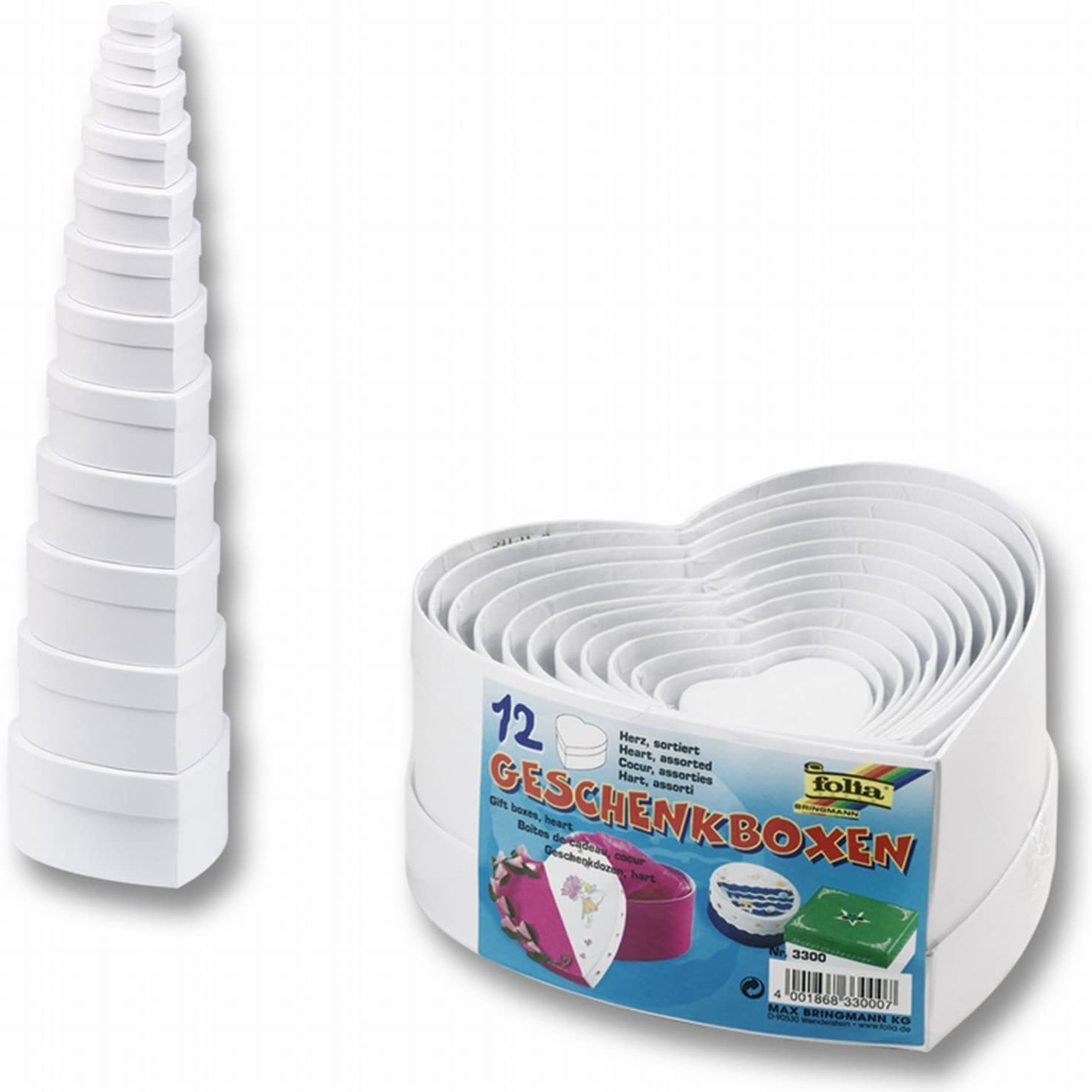 Folia 3300 Heart-Shaped Gift Boxes in 12 Different Sizes Cardboard ...