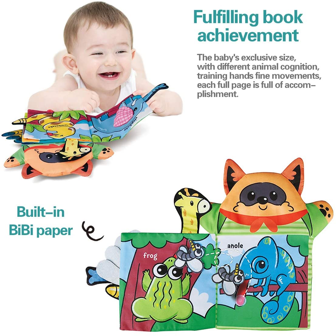 Ultra Soft Baby Book Touch and Feel Coloth Book, Safe Nontoxic Biteable ...