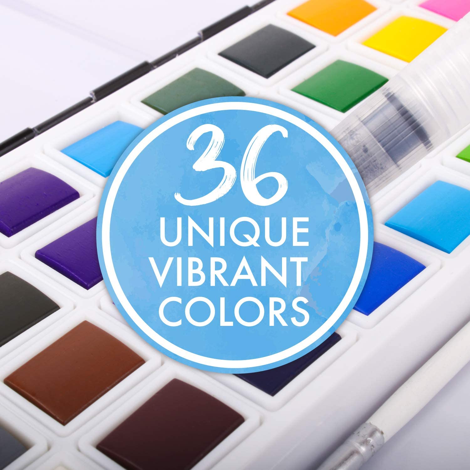 Zenacolor 36 Watercolour Paint Set – Paints for Children & Adults with ...