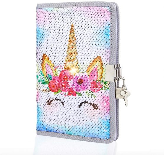 Beinou Unicorn Sequin Diary with Lock and Key, Girls Journal Mermaid ...