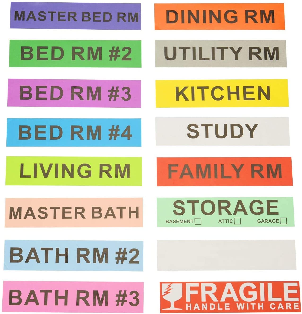 960 Home Moving Labels for 4 Bedroom House, 60 Labels per Roll, 16 ...