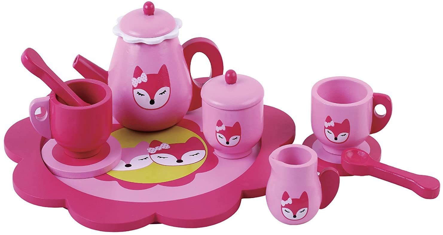 jumini Kids Wooden Pink Tea Set – Pretend Play – 10 pieces Pretty Pink ...