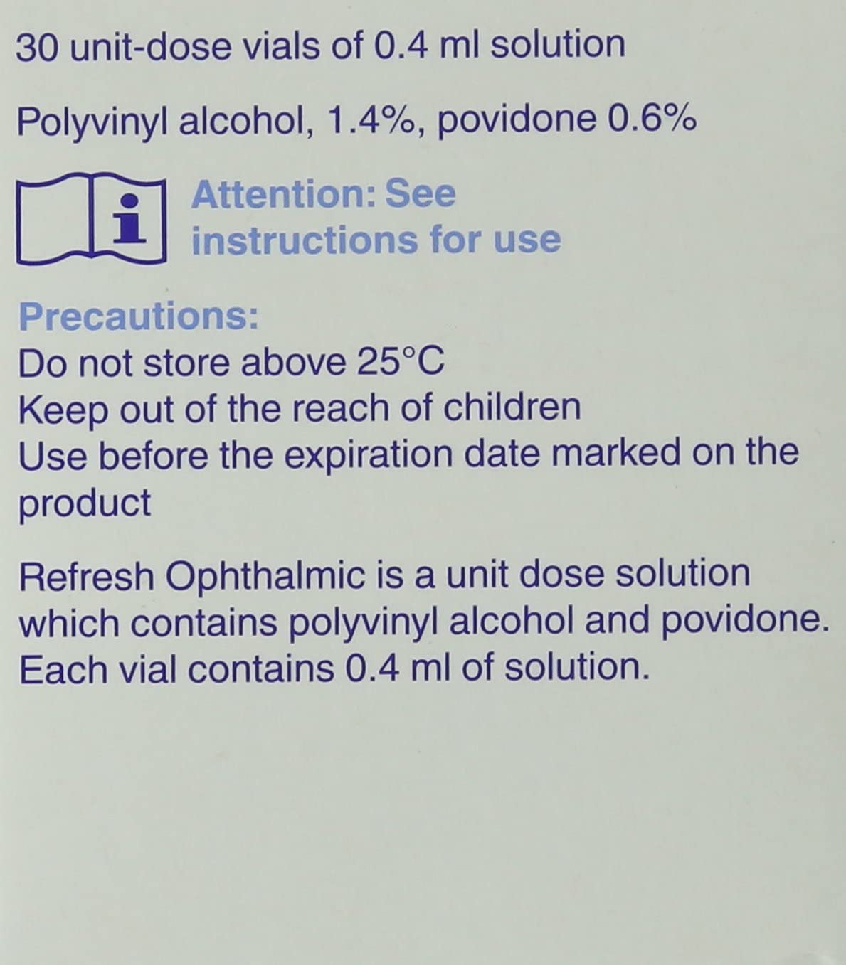 Allergan Refresh Ophthalmic Eye Drops Solution, 0.4 ml – BigaMart