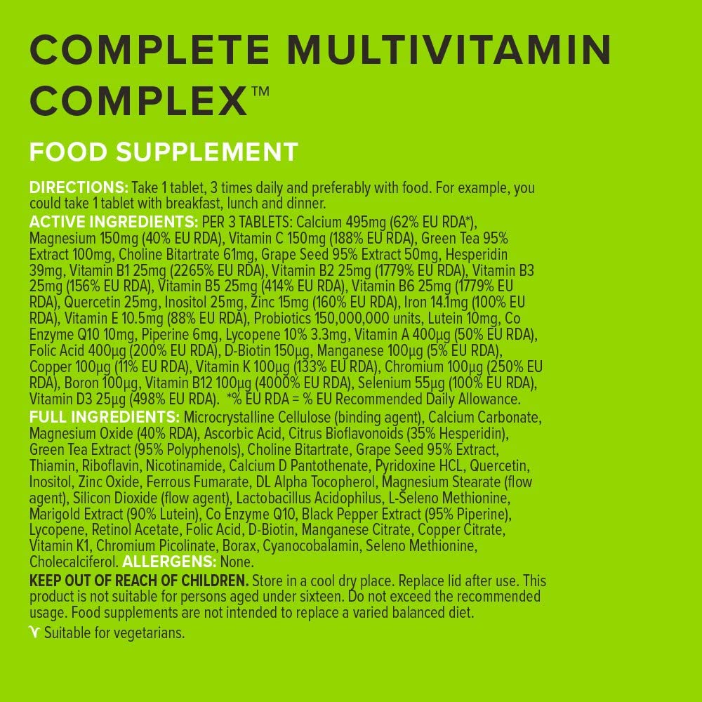Bulk Complete Multivitamin Complex Tablets, Pack of 90, Packaging May ...