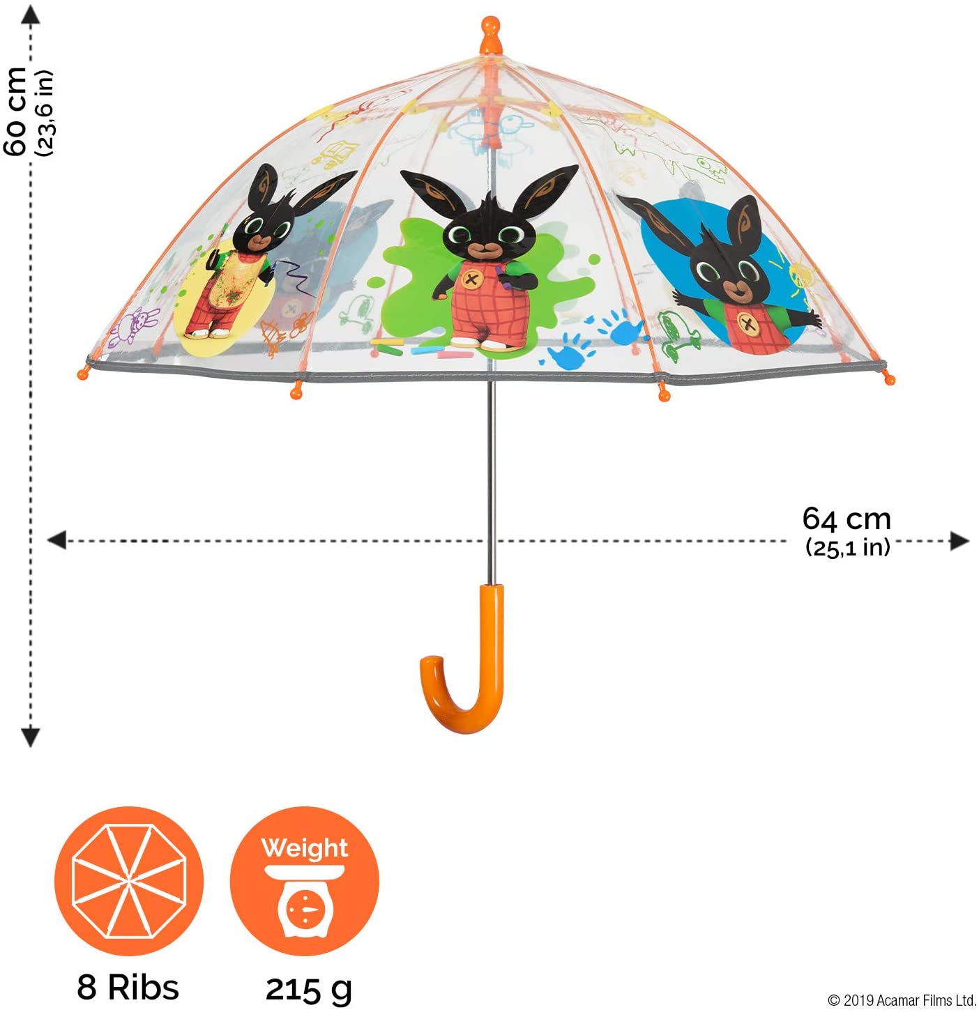 Bing Stick Transparent Umbrella for Children – Long Small Brolly with ...