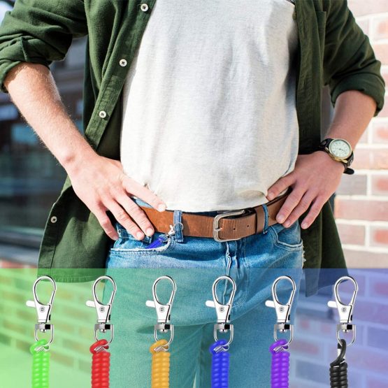 BESPORTBLE 12PCS Stretchy Spiral Keyring Retractable Colourful Plastic ...