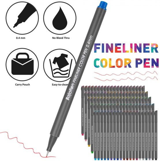 100 Colors Fineliner Pens Fine Point Pens with 0.4mm Fine Tip Colouring ...