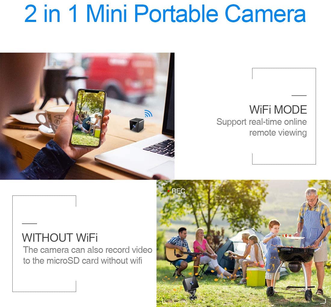 Bluetooth Mini Spy Cameras Hidden WiFi,MHDYT Wireless HD 1080P Portable ...