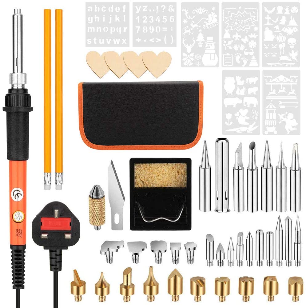 Soldering Iron Kit, 50Pcs Wood Burning Pyrography Pen Kit, 60W/220V ...