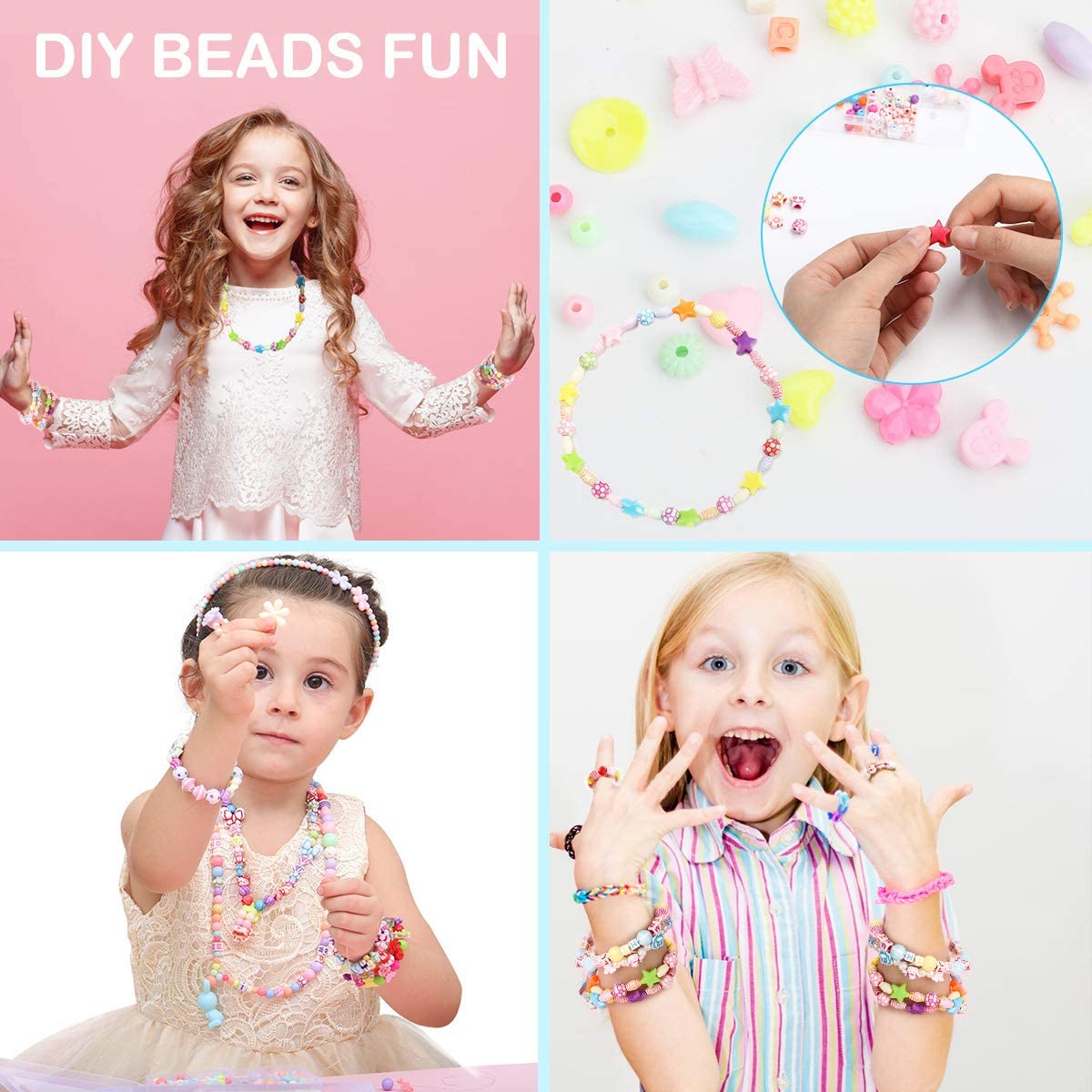 DIY Bead Set, Ucradle1200pcs Children Pop Beads for Making Necklace ...