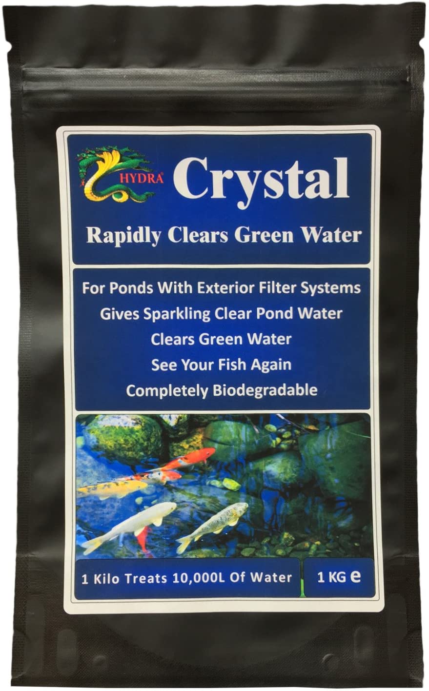 HYDRA Crystal Green Algae Treats UpTo 10,000 litres + Pond Algae Green ...