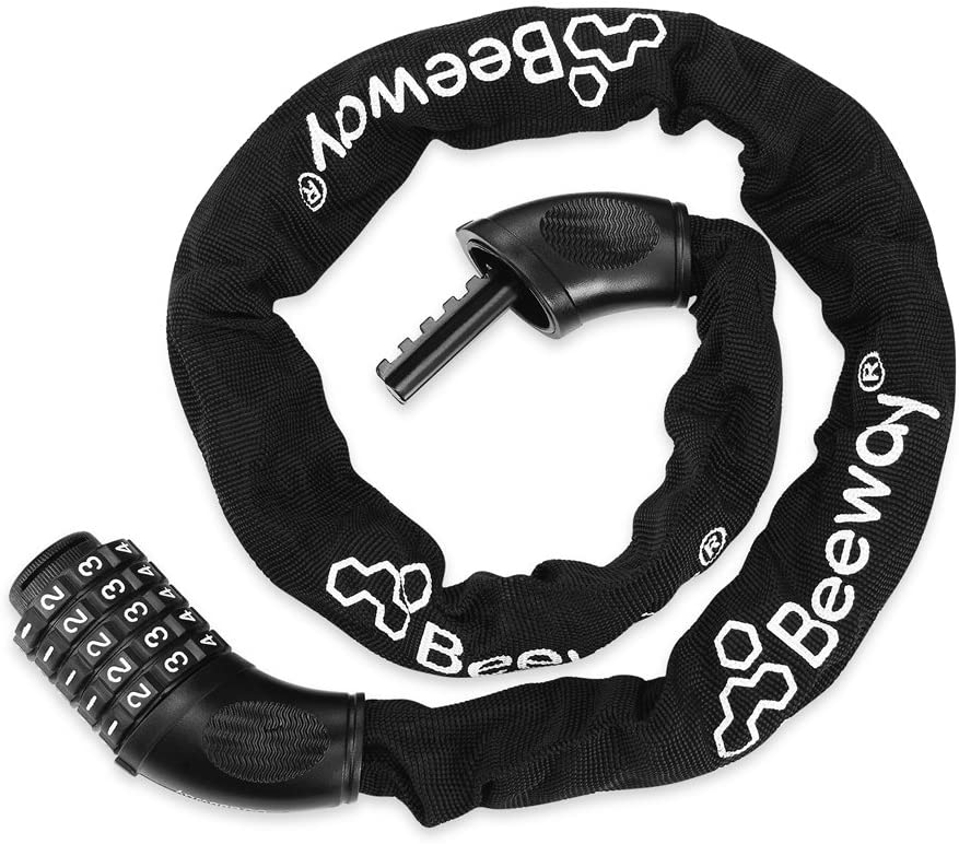 BEEWAY Bike Lock, Bicycle Chain Lock – 5-Digit Resettable Combination Lock, 90cm – BigaMart