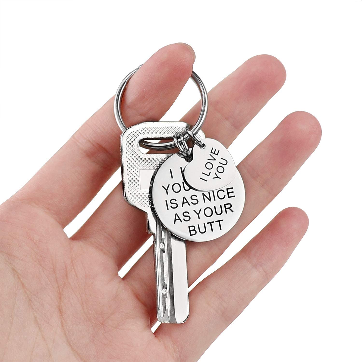 DTWAWA Couple Keychains Stainless Steel Lettering Keychain Boyfriend ...