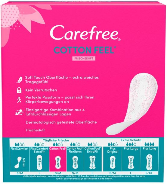 Carefree Cotton Feel Pantiliners with Fresh Scent, 100% Breathable ...