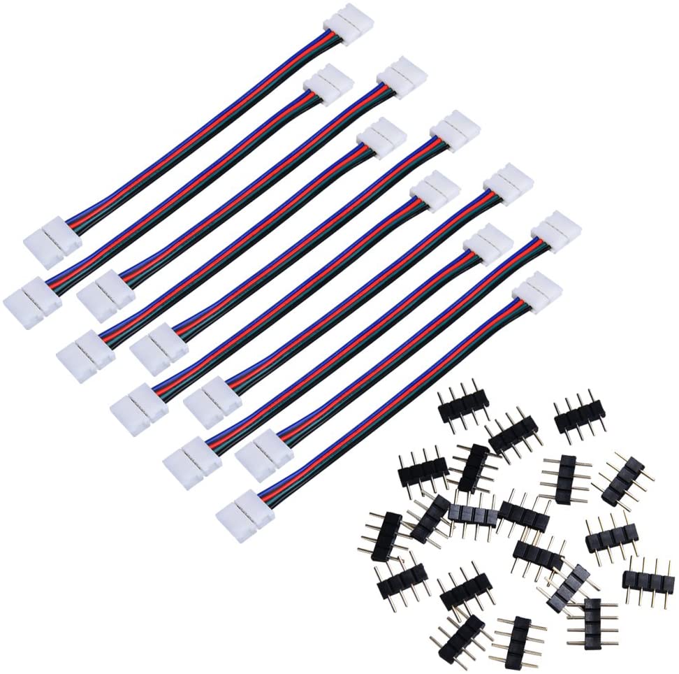 LED 5050 RGB Strip Light Connector 4 Conductor 10 mm with 4 Pin Male ...