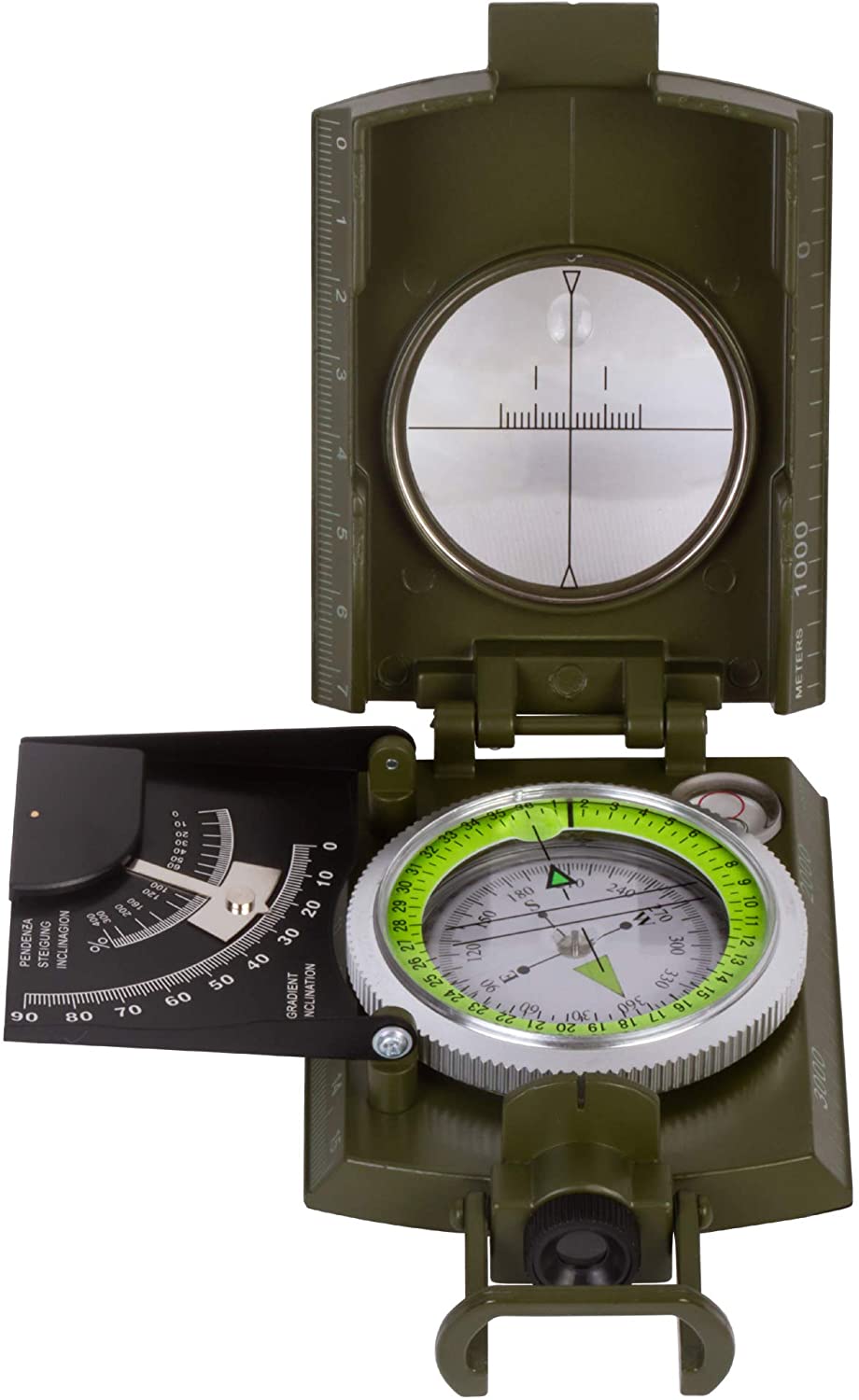 Levenhuk Army AC20 Tactical Liquid Compass with Sighting Slot, Clinometer, Map Scales, Bubble ...