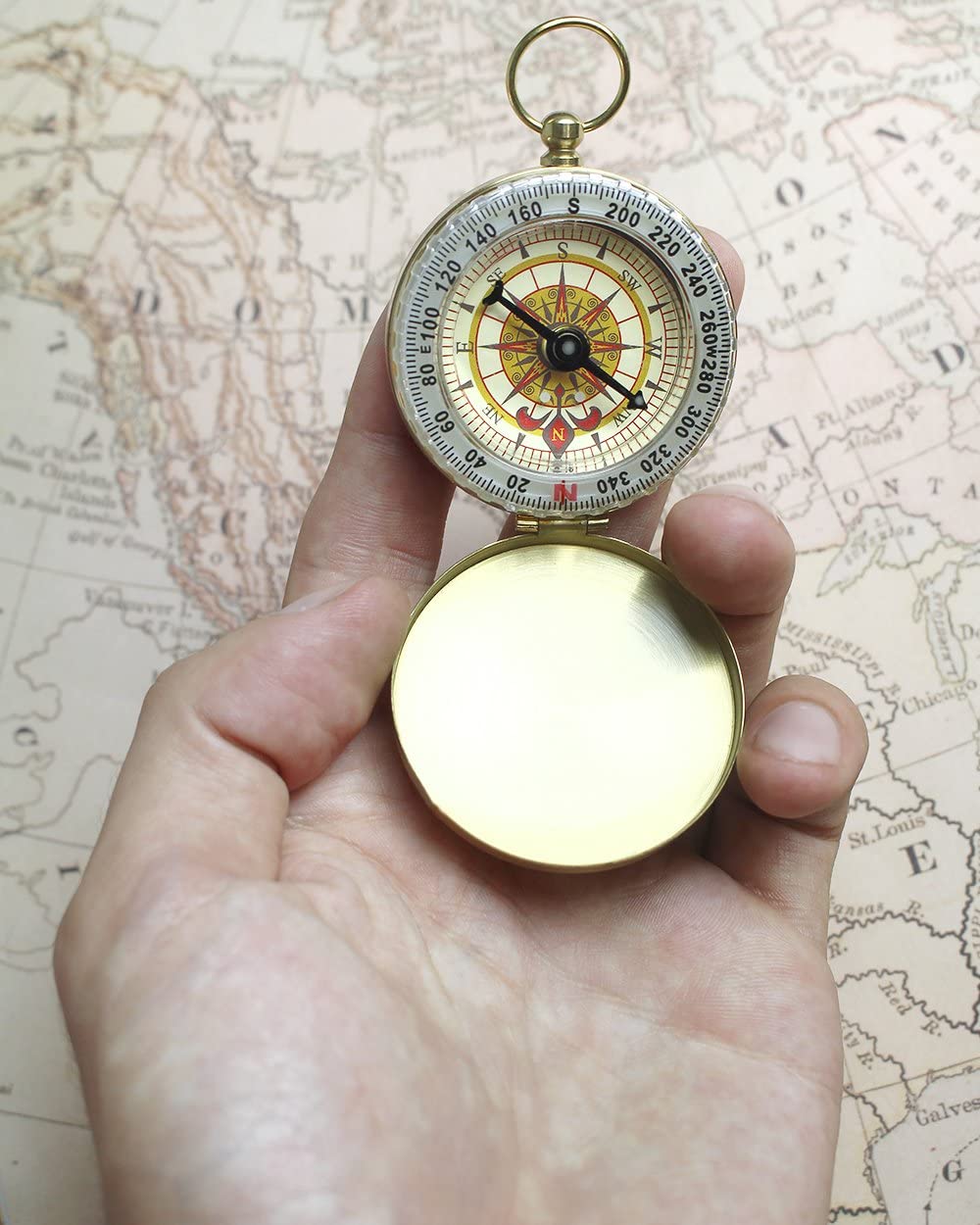 Juvale Camping Compass – Vintage Copper Metal Pocket Wayfinder, with ...