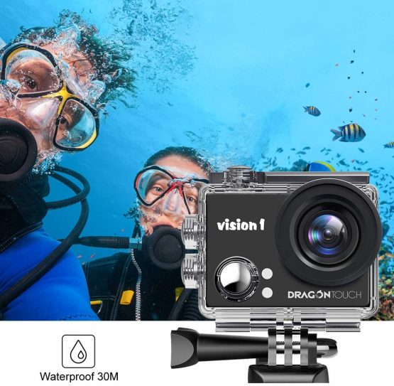 Dragon Touch 1080P Action Camera, Underwater 98ft Video Sports Cam with ...