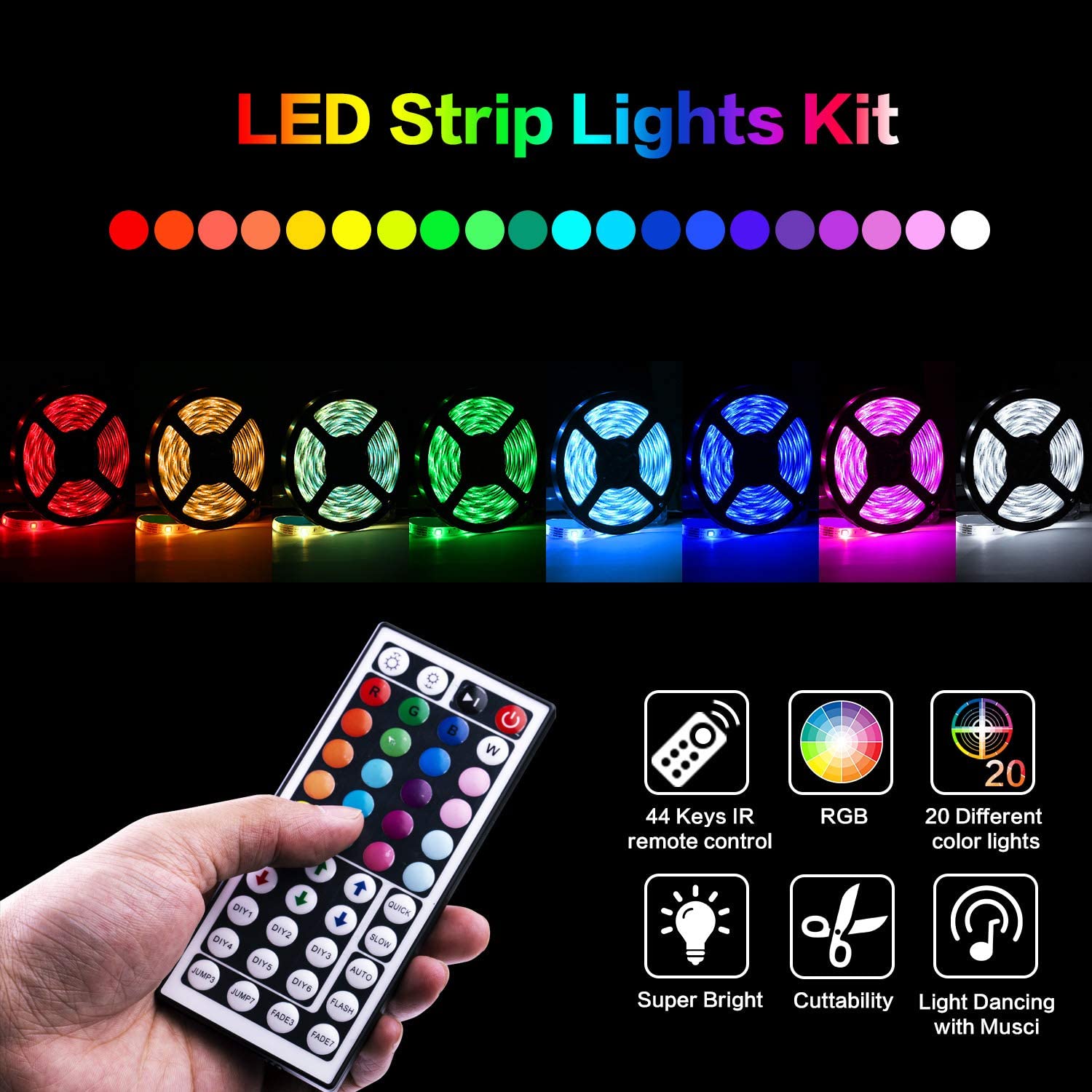 LED Strips Lights 15M, CGN Ultra Long Bluetooth Strip Lighting Kit 40 ...