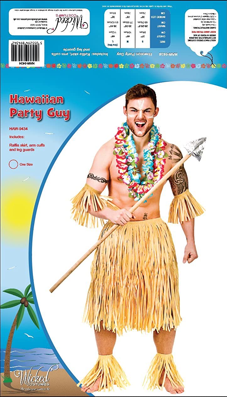 Hawaiian Party Guy/Zulu Warrior 5 Piece Raffia Set – Adult Costume ...