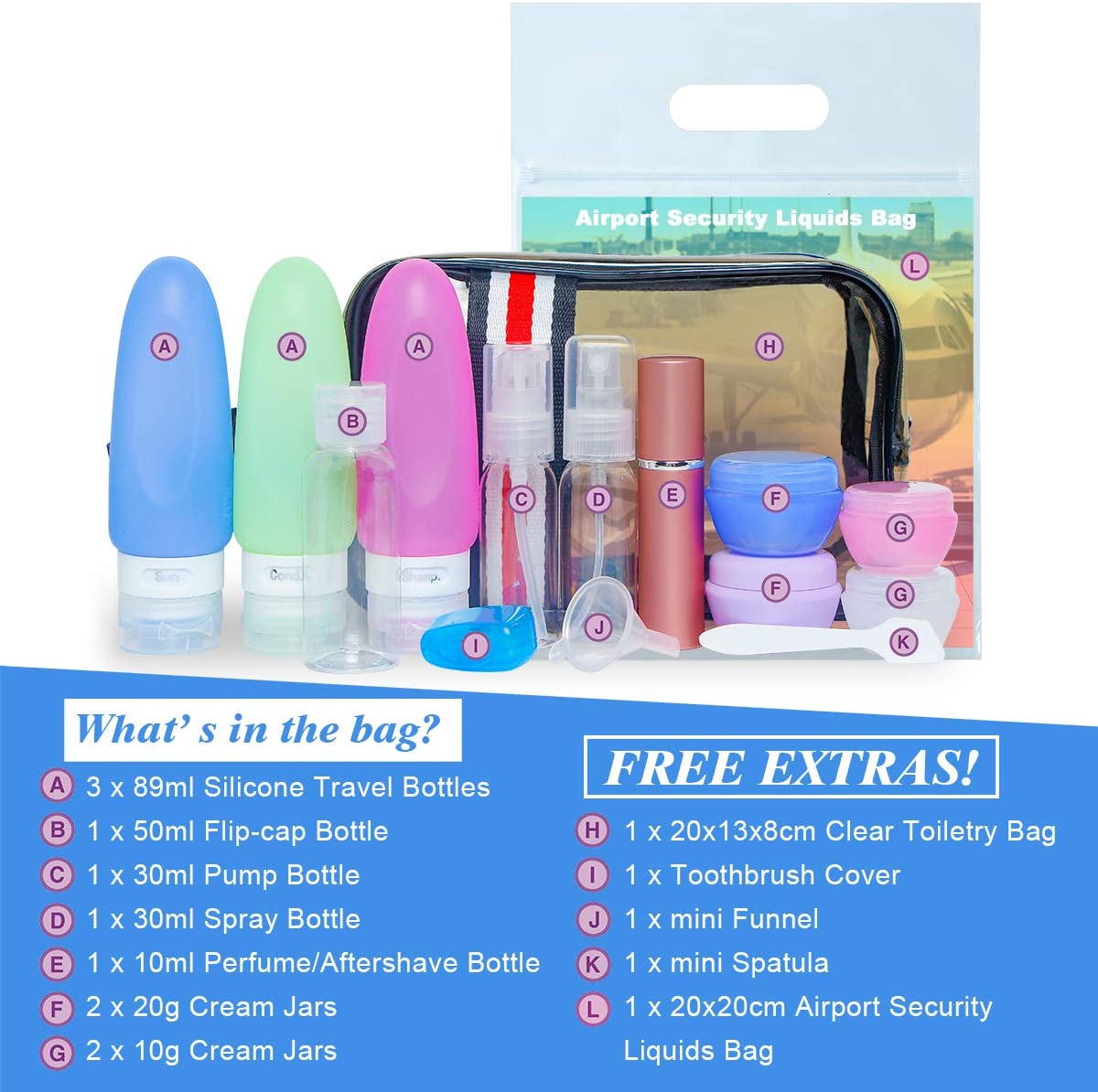 ZOADLE Squeezable Silicone Travel Bottles Under 100ml with Clear ...