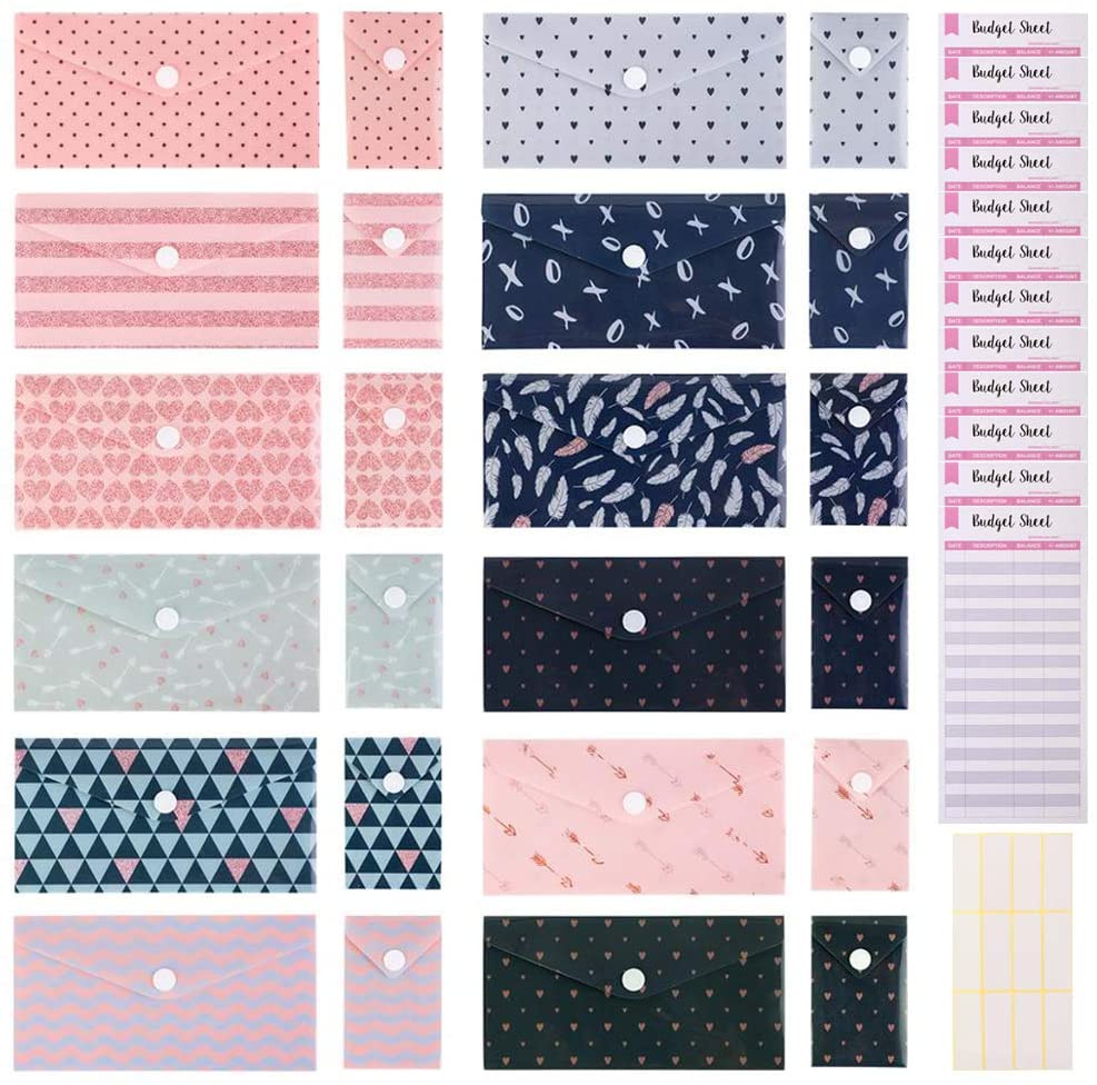 12 Pack Cash Budget Envelopes System Waterproof Reusable Plastic Cash ...
