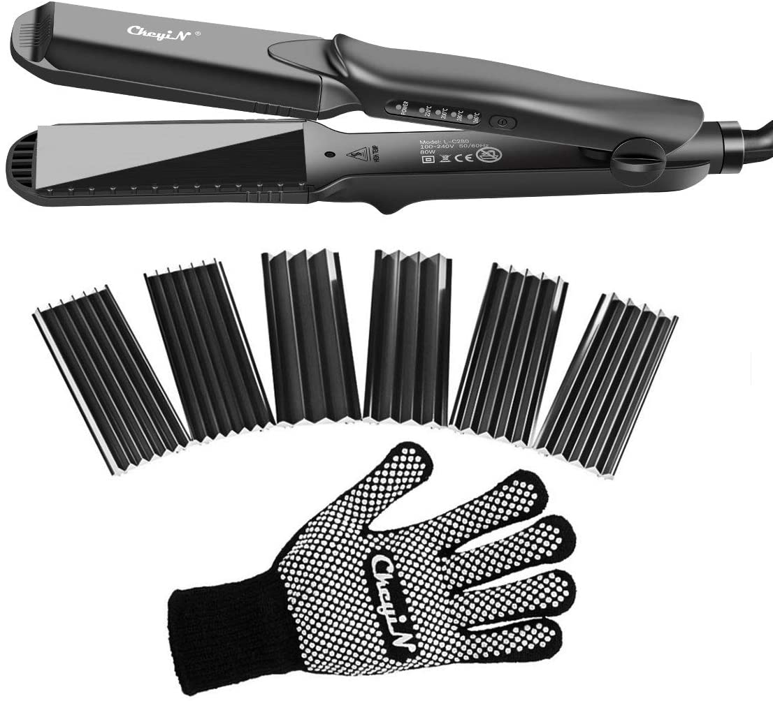 Hair Crimper, CkeyiN Professional Crimping Iron and Straighter with Heat Resistant Glove ...