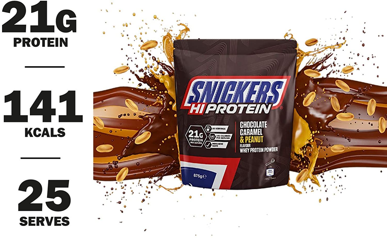 Snickers Hi Protein Chocolate, Caramel & Peanut Flavour Whey Protein ...
